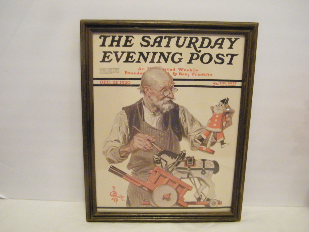 1920 Saturday Evening Post Framed Christmas Print, Vintage 1972 ...