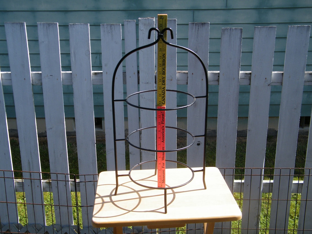 3 Tier Metal Plate Stand Pie Display, Vintage Used Black Rack is 23 ...
