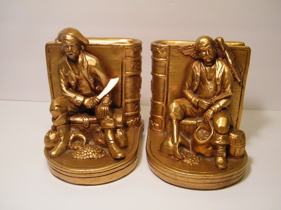 Golden Chalkware Pirate Bookends From Progressive Art Products 1962 ...