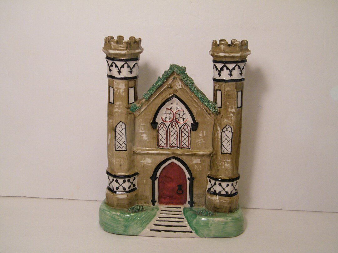 Victorian Staffordshire Castle Flat Back Dry Vase, Antique English ...