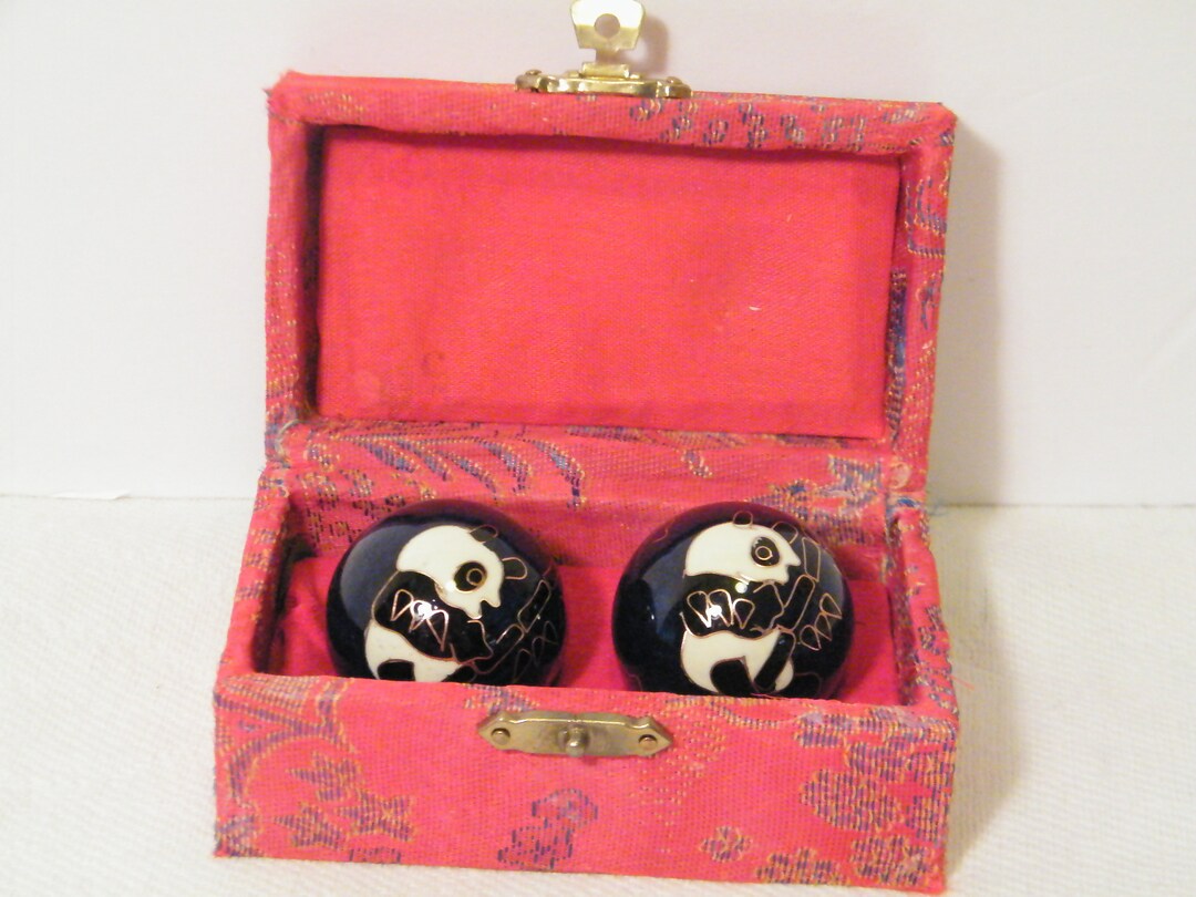 Shouxig Chinese Iron Baoding Balls Panda Design, Vintage Excersise or ...