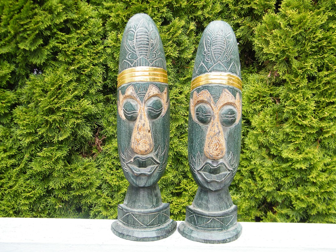 Vintage African Tribal Wall or Mantle Display Masks Hand Carved, Large ...