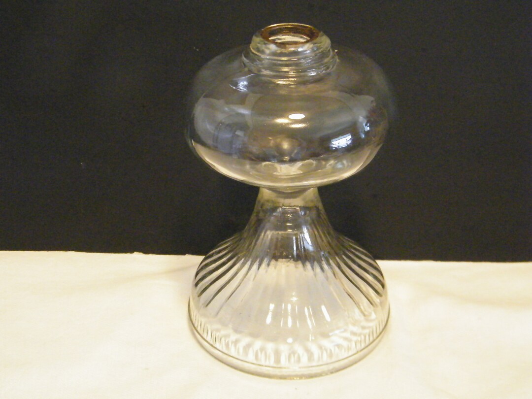 Large Glass Oil Lamp BASE Only With Ribbed Pattern on Bottom, Vintage ...