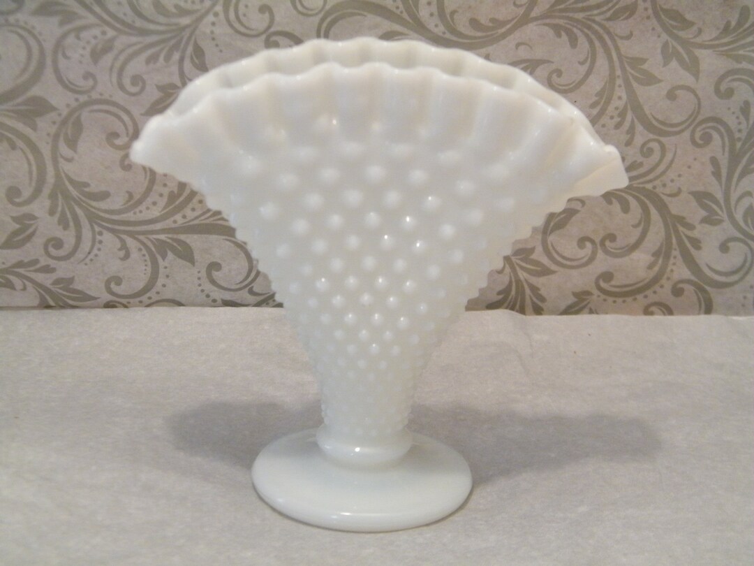 Miniature Milk Glass Hobnail Fan Vase, Vintage 4 Plus Inch Tall ...