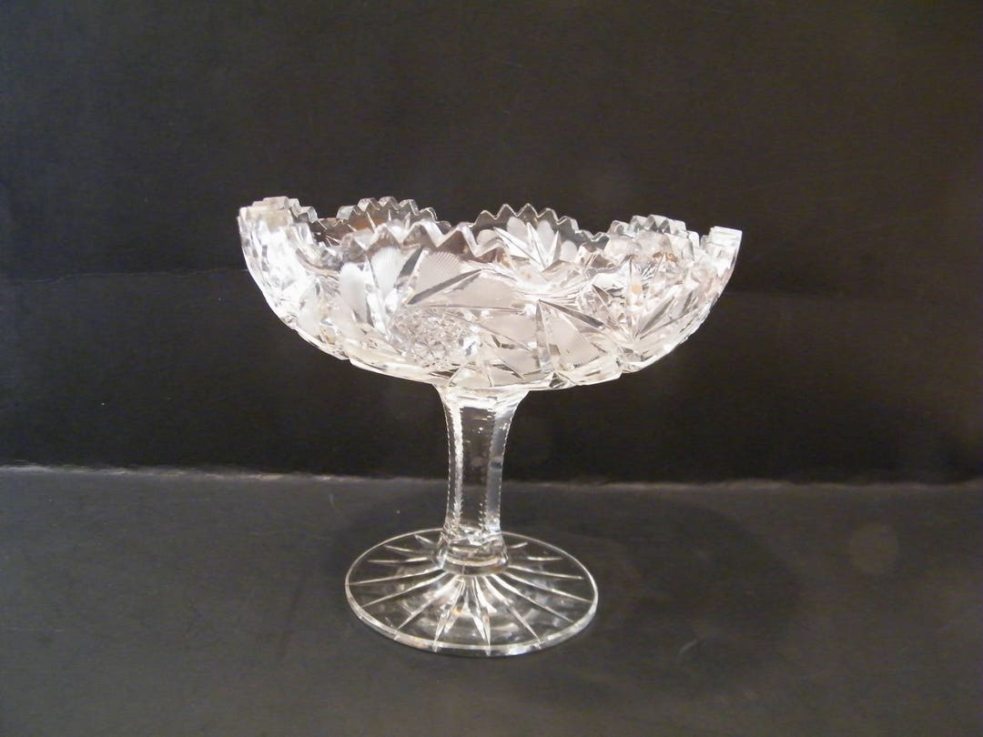 Brilliant Cut Glass Compote Candy Dish, Vintage Elegance American Early ...