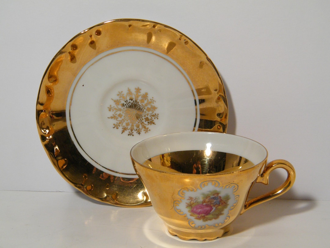 STW Bavaria 24 Kt Gold Dipped Cup and Saucer Made in Germany, Vintage ...