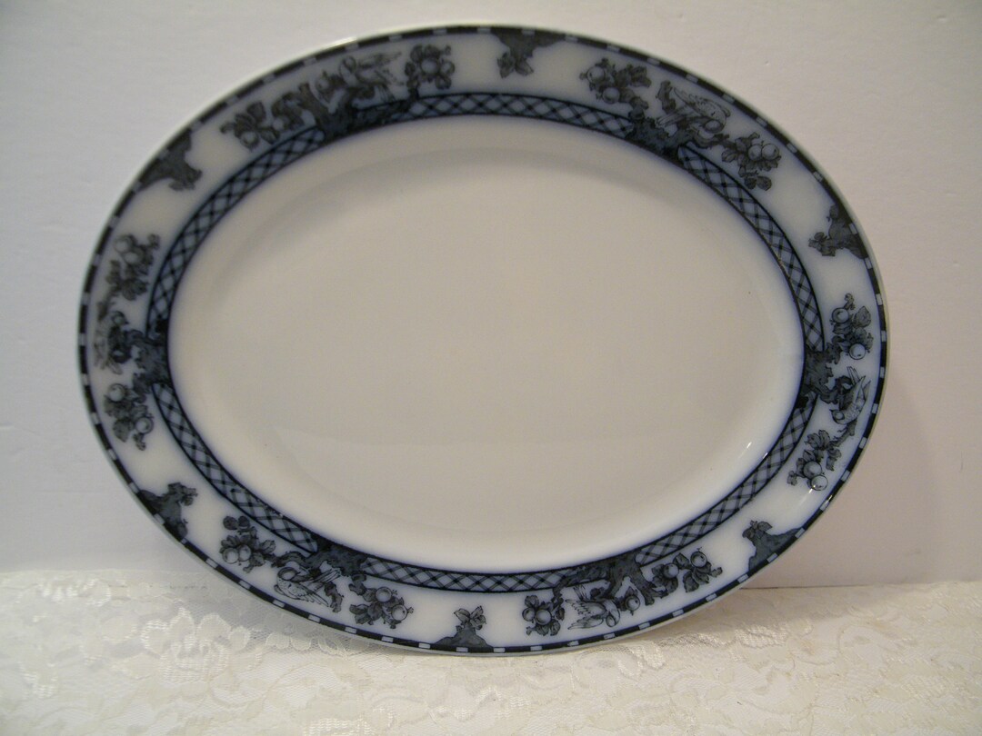 Antique Flow Blue Platter From Losol Ware, Vintage RARE Beverly Pattern ...