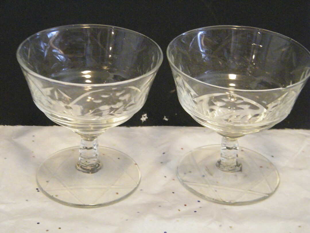 2 Libbey Rock Sharp Coupe Champagne or Sherbet Glasses in Normandy ...