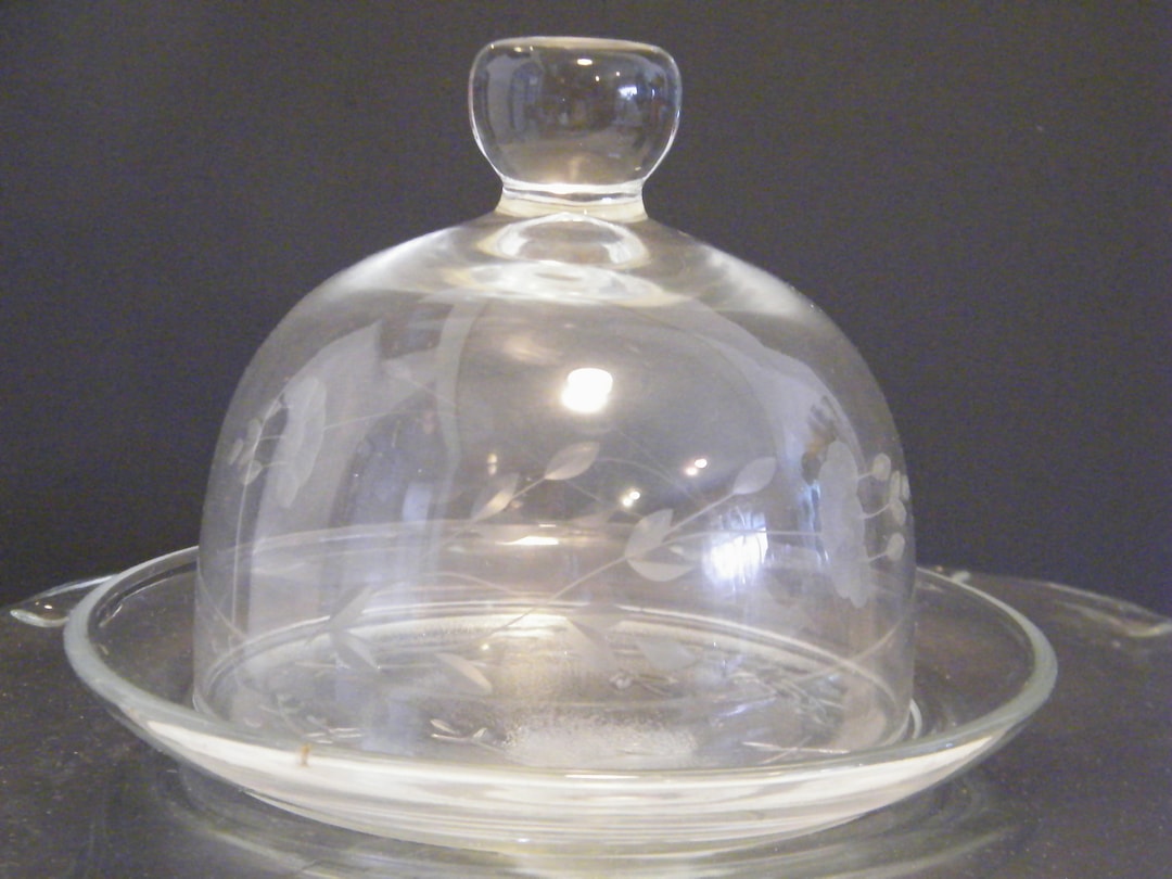 Princess House Cheese Dish Cloche Eetched Floral, Vintage Crystal Dome ...