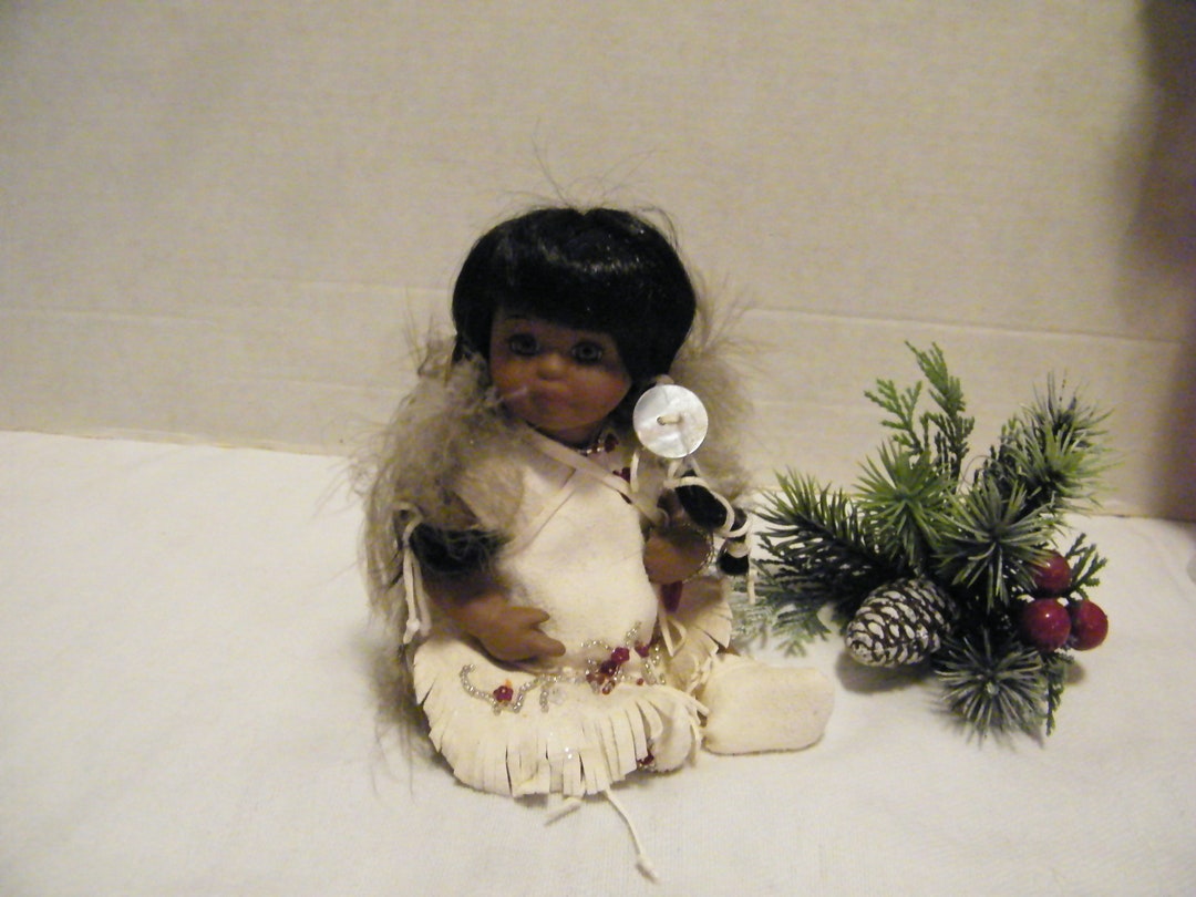 Indian Princess Porcelain Doll, Vintage Native American Beauty in Soft ...