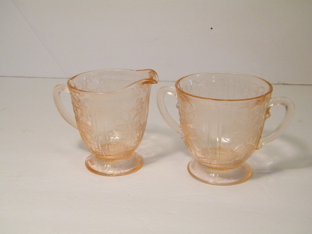 Pink Depression Glass Creamer and Sugar Bowl Set by Macbeth Evans ...