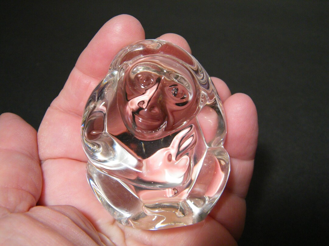 Steuben Crystal Monkey Figurine Signed and Numbered, Vintage Clear ...