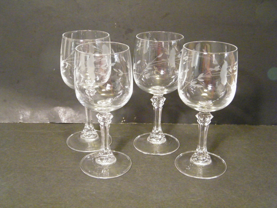 4 Princess House Wine Glasses in Bordeaux Pattern, Vintage Set of ...