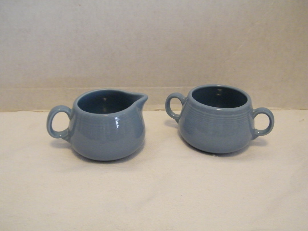 Fiestaware Light Blue Creamer and Open Sugar Bowl, Vintage Set as Shown ...