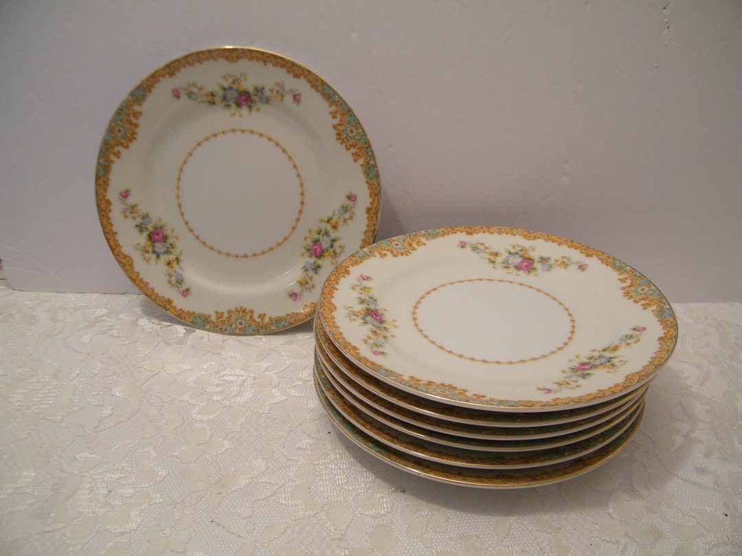 7 Yamaka Tajimi Occupied Japan Bread or Dessert Plates, Vintage 1940s ...
