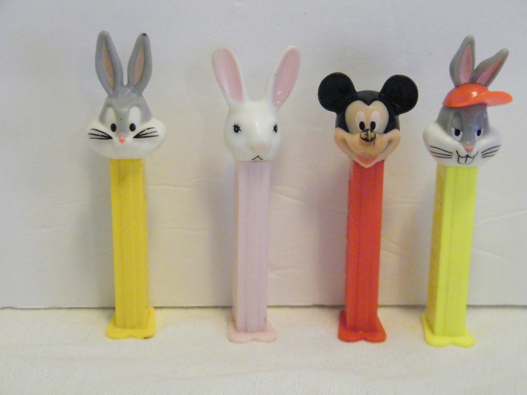 4 Pez Holders Mickey Mouse Pink Rabbit and 2 Bugs Bunny, Vintage ...