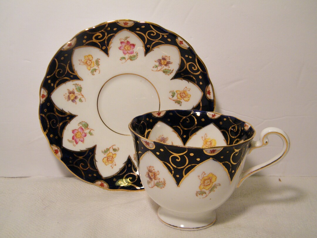Radfords SR Bone China Cup and Saucer in Cobalt Blue With Gold Accent ...