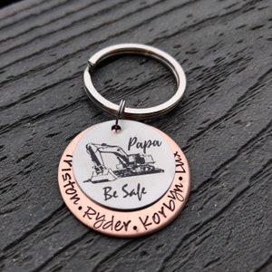 Be Safe Keychain - Construction Keychain - Dad Gift - Excavator ...