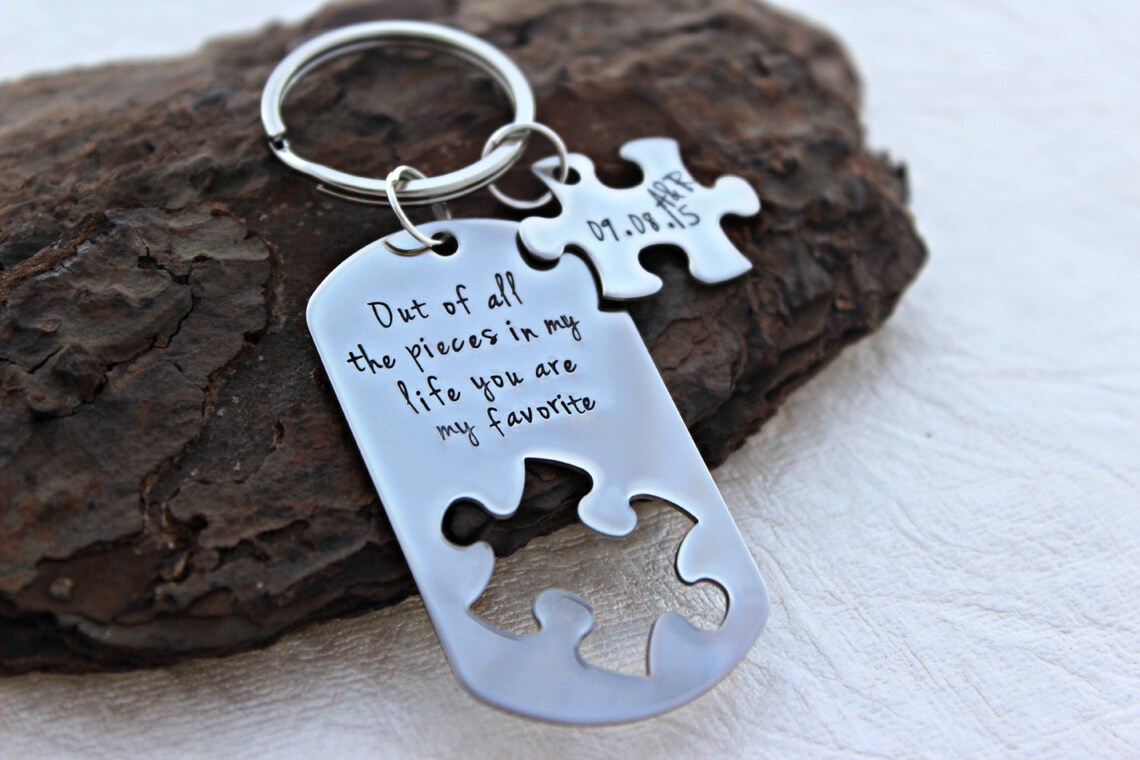 Puzzle Piece Keychain Couples Keychains Anniversary Gift | Etsy