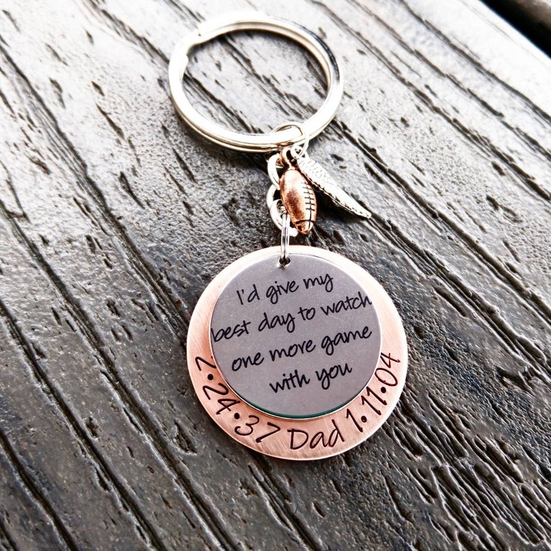 Memorial Keychain Loss of Dad Football Dad Baseball Dad | Etsy