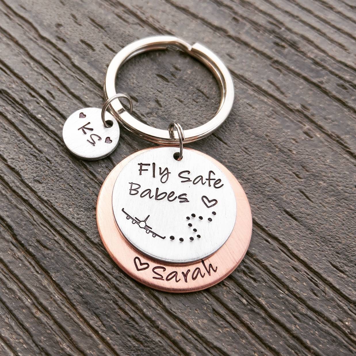 Pilot Keychain Flight Attendant Pilot Wife Fly Safe | Etsy