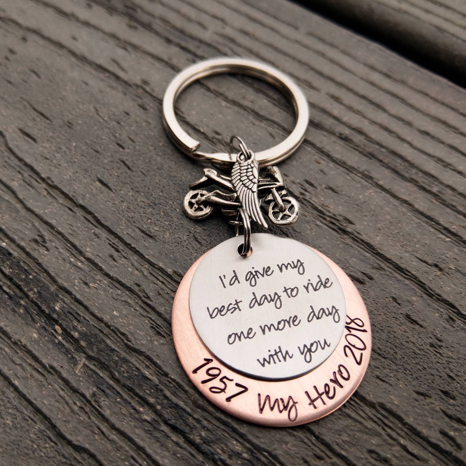 Memorial Keychain Loss of Dad Sympathy Gift Motorcycle | Etsy