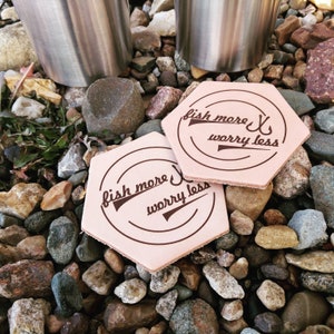 Fisherman Coaster - Fishing Gifts - Leather Coaster - Fisherman Gift ...