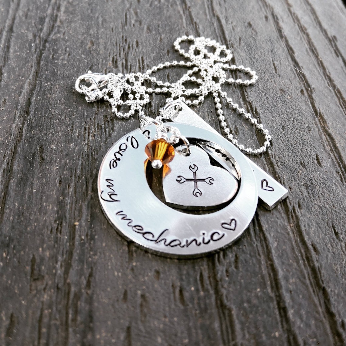 Mechanic Wife Jewelry Love my Mechanic Mechanic Necklace | Etsy