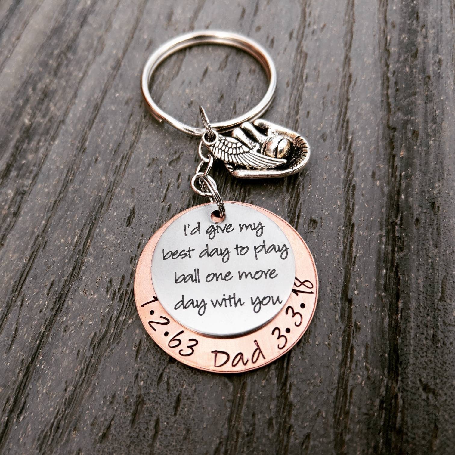 Memorial Keychain Loss of Dad Sympathy Gift Football Dad | Etsy