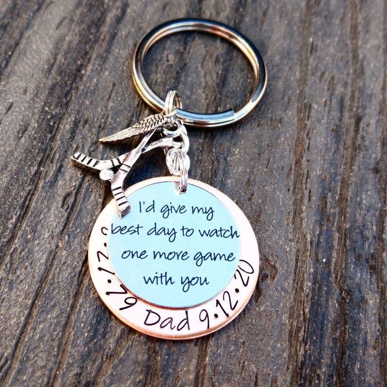 Memorial Keychain Loss of Dad Football Dad Baseball Dad | Etsy