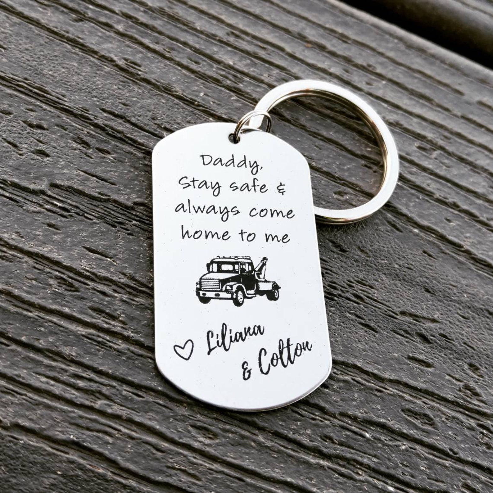Dump Truck Driver Keychain Dad Keychain Stay Safe | Etsy