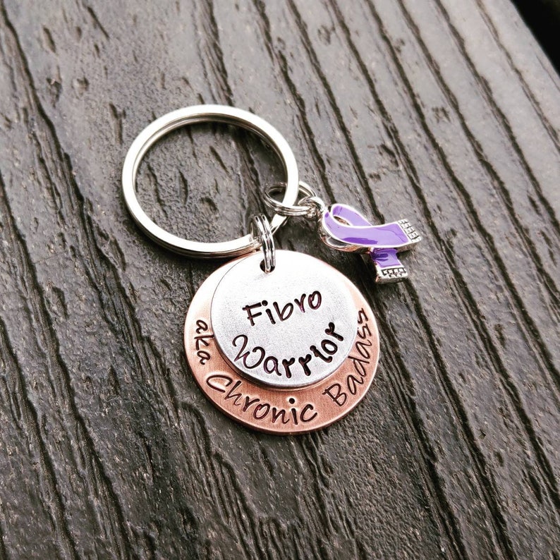 Fibromyalgia Keychain Fibro Warrior Keychain Purple Ribbon | Etsy