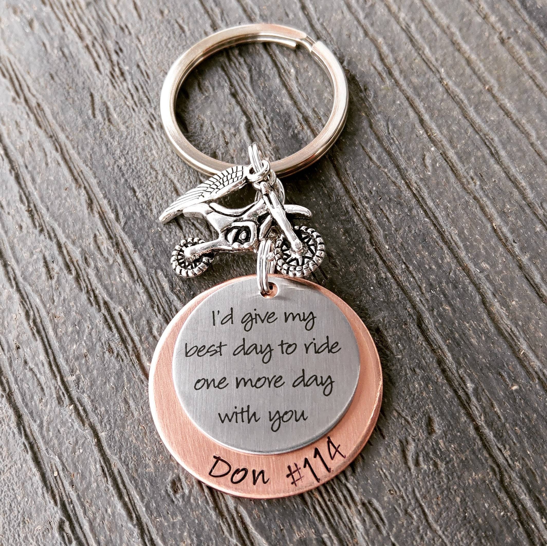Memorial Keychain Loss of Dad Sympathy Gift Motorcycle | Etsy