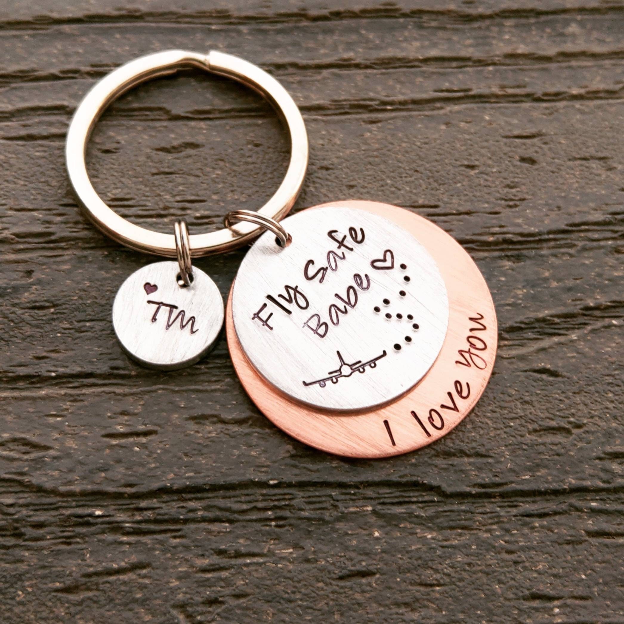 Pilot Keychain Flight Attendant Pilot Wife Fly Safe | Etsy