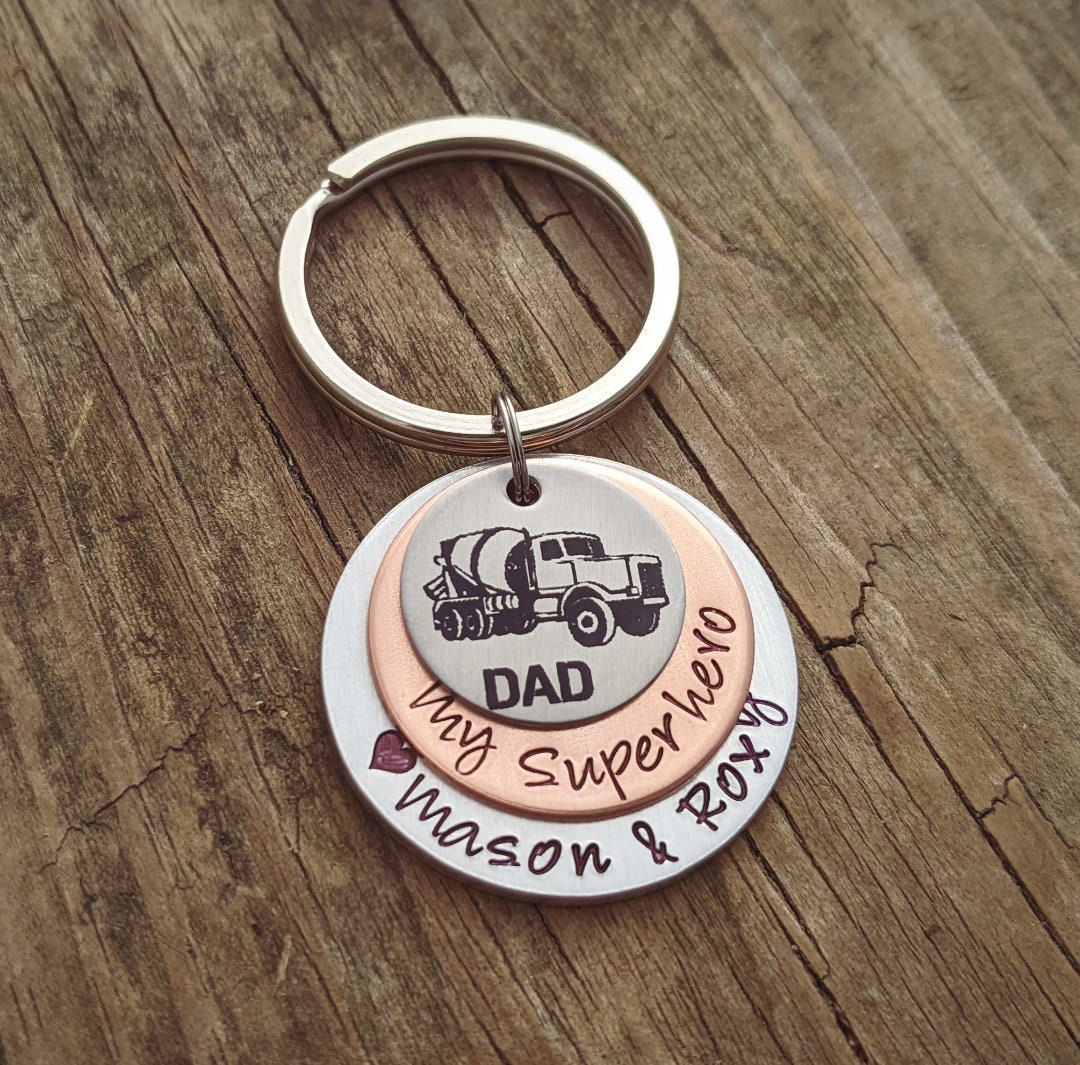 Cement Truck Dad Keychain Dad Keychain Cement Mixer - Etsy