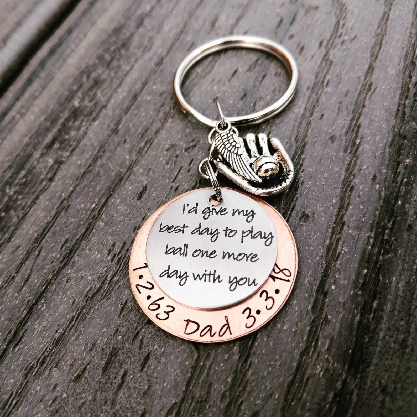 Memorial Keychain Loss of Dad Football Dad Baseball Dad - Etsy