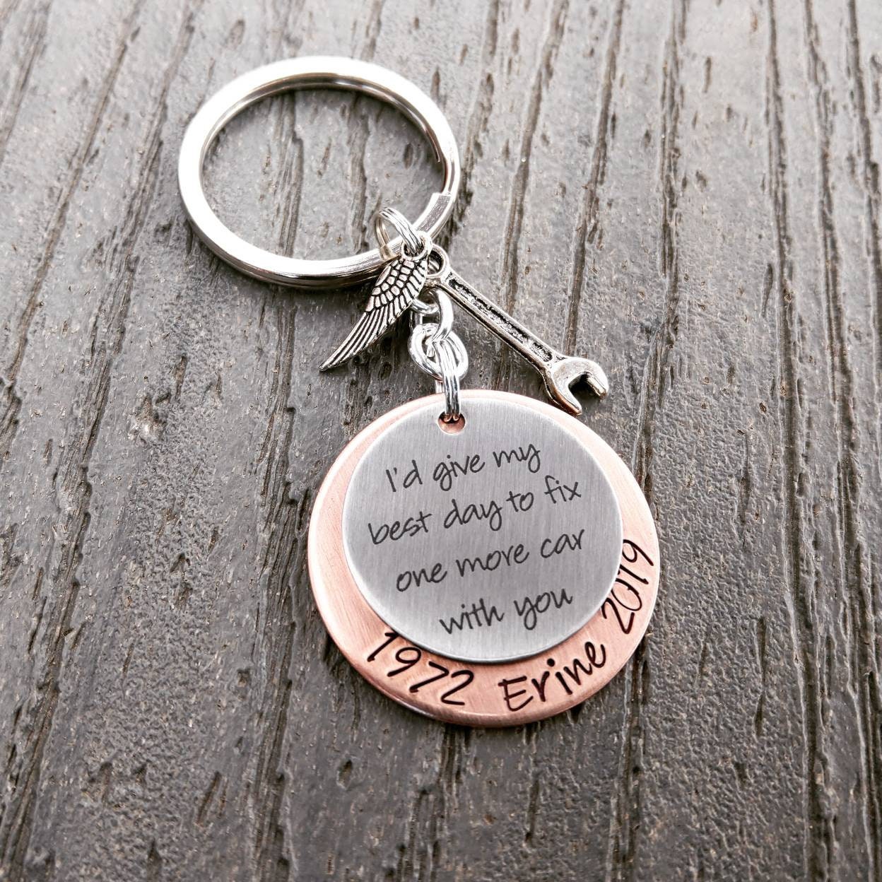 Memorial Keychain - Loss of Dad - Mechanic Keychain - Motorcycle - Dirt ...
