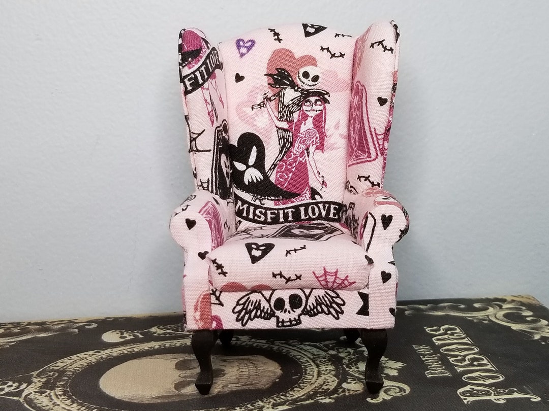Dollhouse Miniature Jack and Sally Print Chair Pink - Etsy