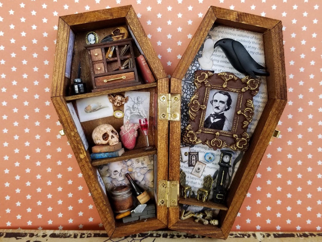 Edgar Allan Poe Miniature Coffin Shadow Box Scene Horror Decor - Etsy
