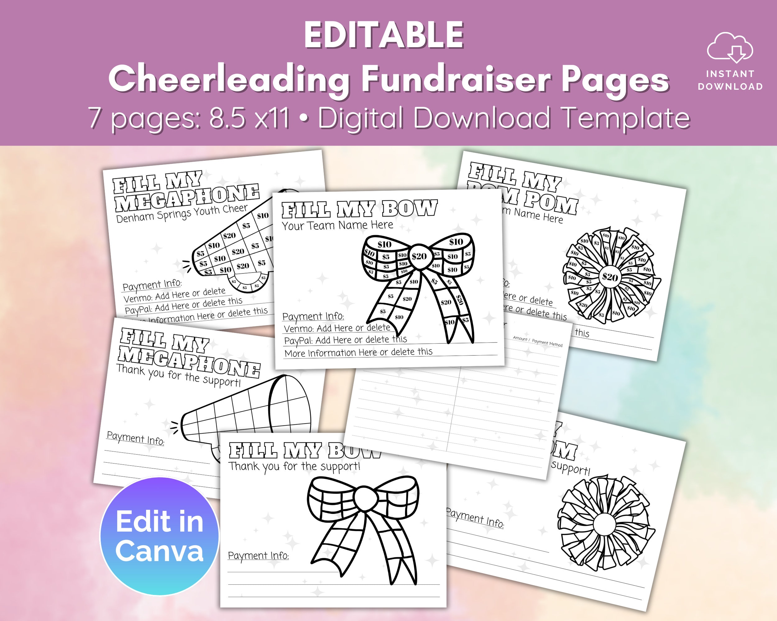 Editable Printable Cheer Fundraiser Forms, Editable Cheerleading ...