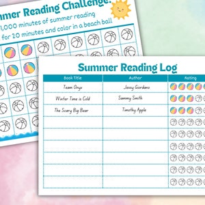 Printable Summer Reading Challenge, Minute Reading Log, Summer Reading ...