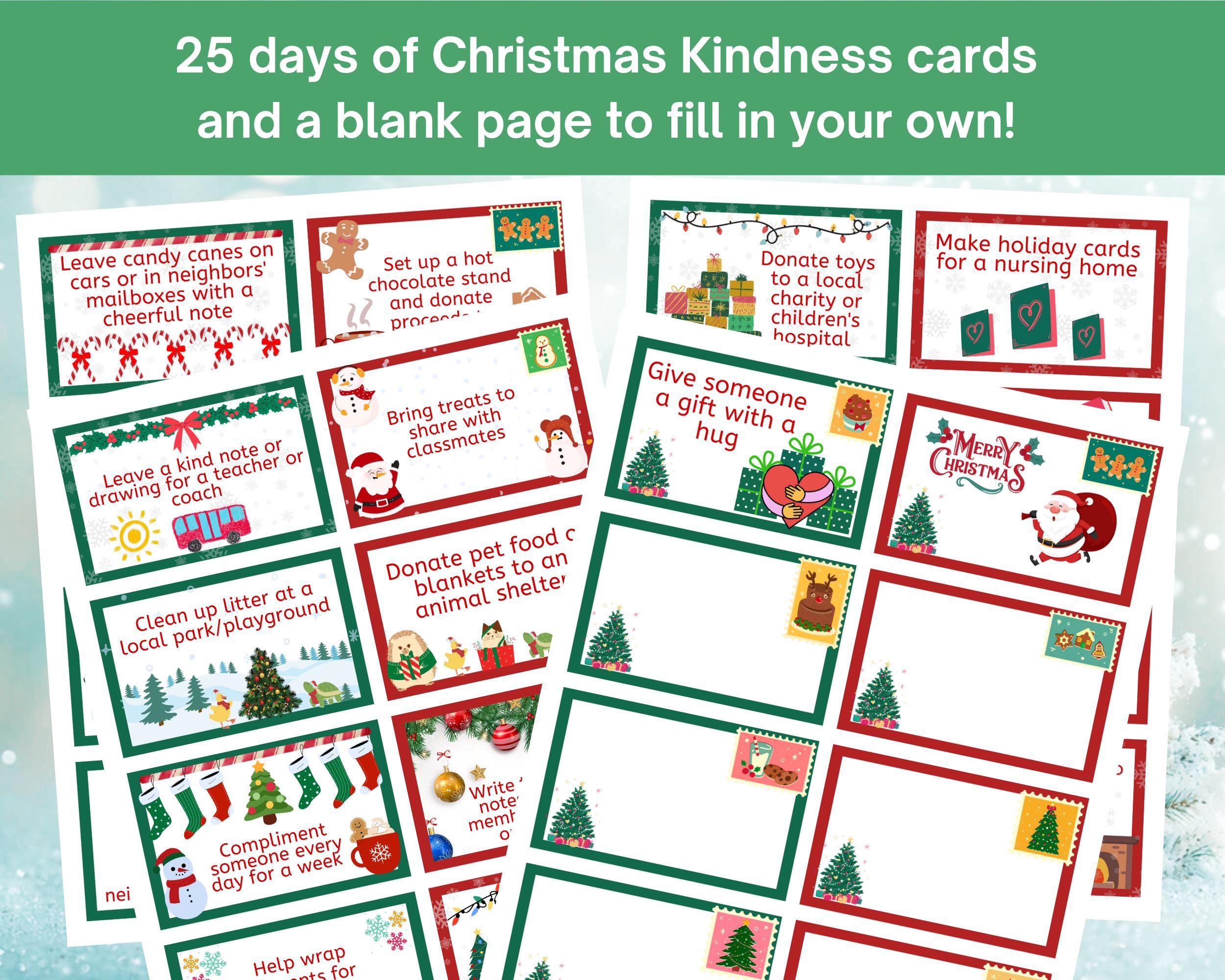 Christmas Kindness Calendar, Christmas Kindness Cards, Advent ...
