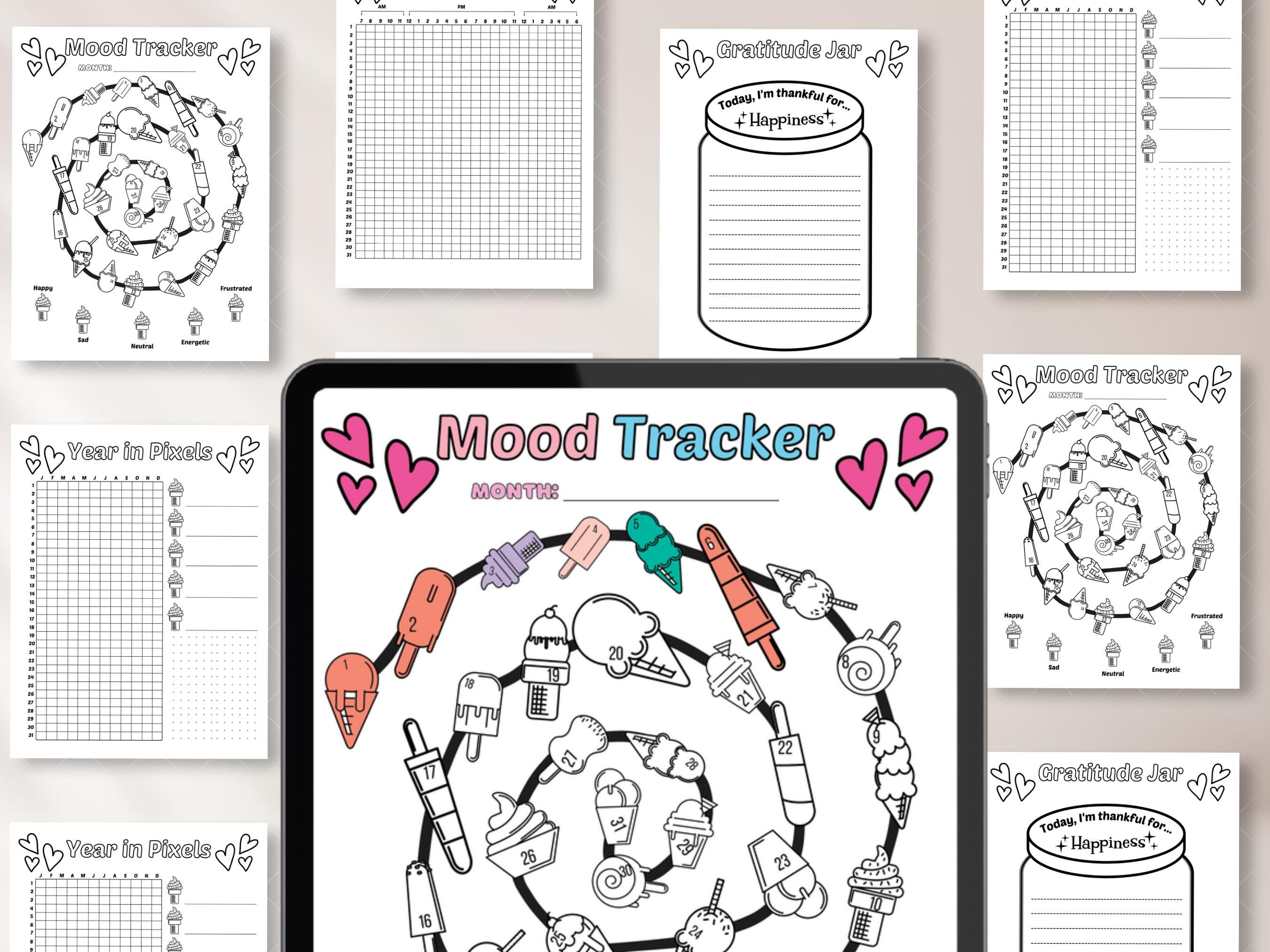 Printable Ice Cream Mood Tracker, Feelings Chart, Monthly Tracker - Etsy