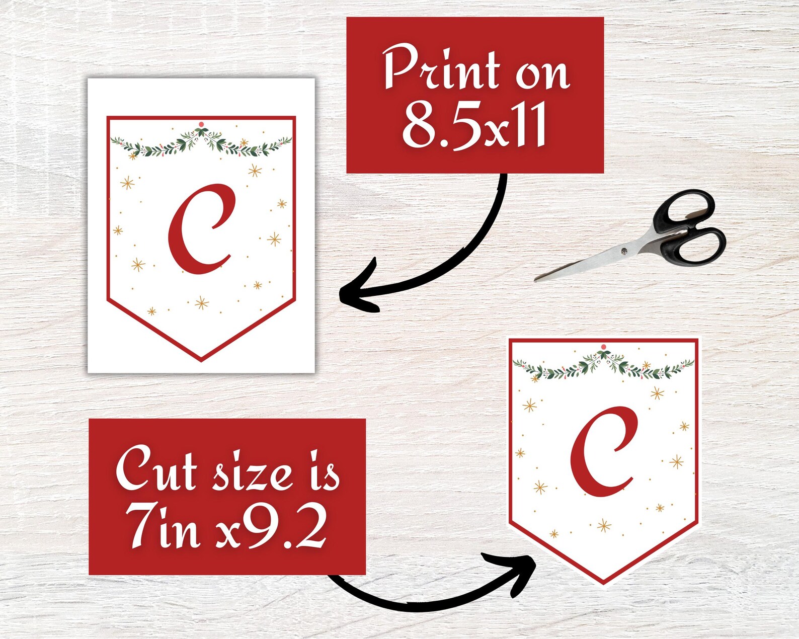 Christmas Garland Banner, Printable Christmas Banner, Digital Christmas ...