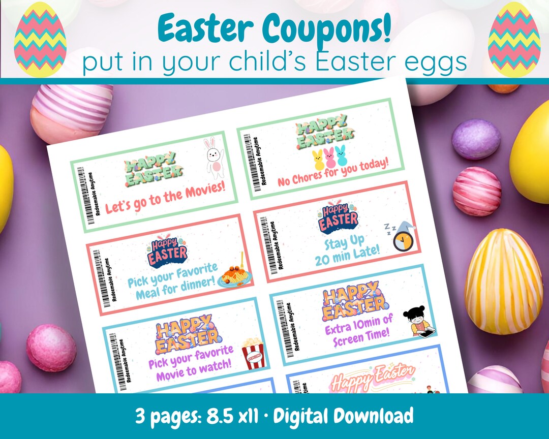 Printable Easter Coupons Easter Egg Printable Coupons - Etsy