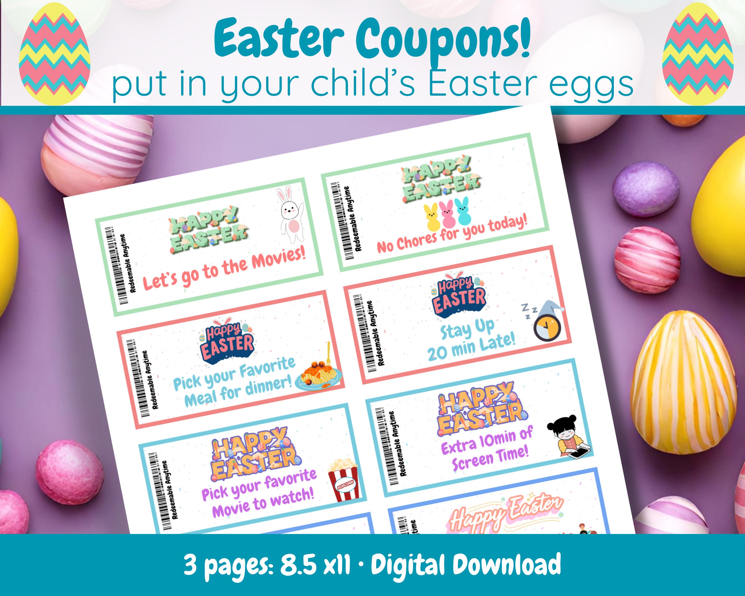 Printable Easter Coupons Easter Egg Printable Coupons - Etsy