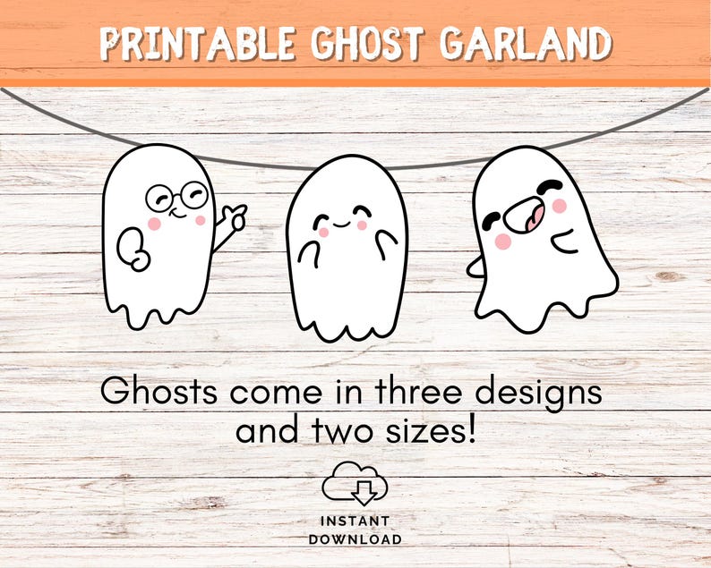 Halloween Ghost Garland Banner, Printable Halloween Banner, Digital ...