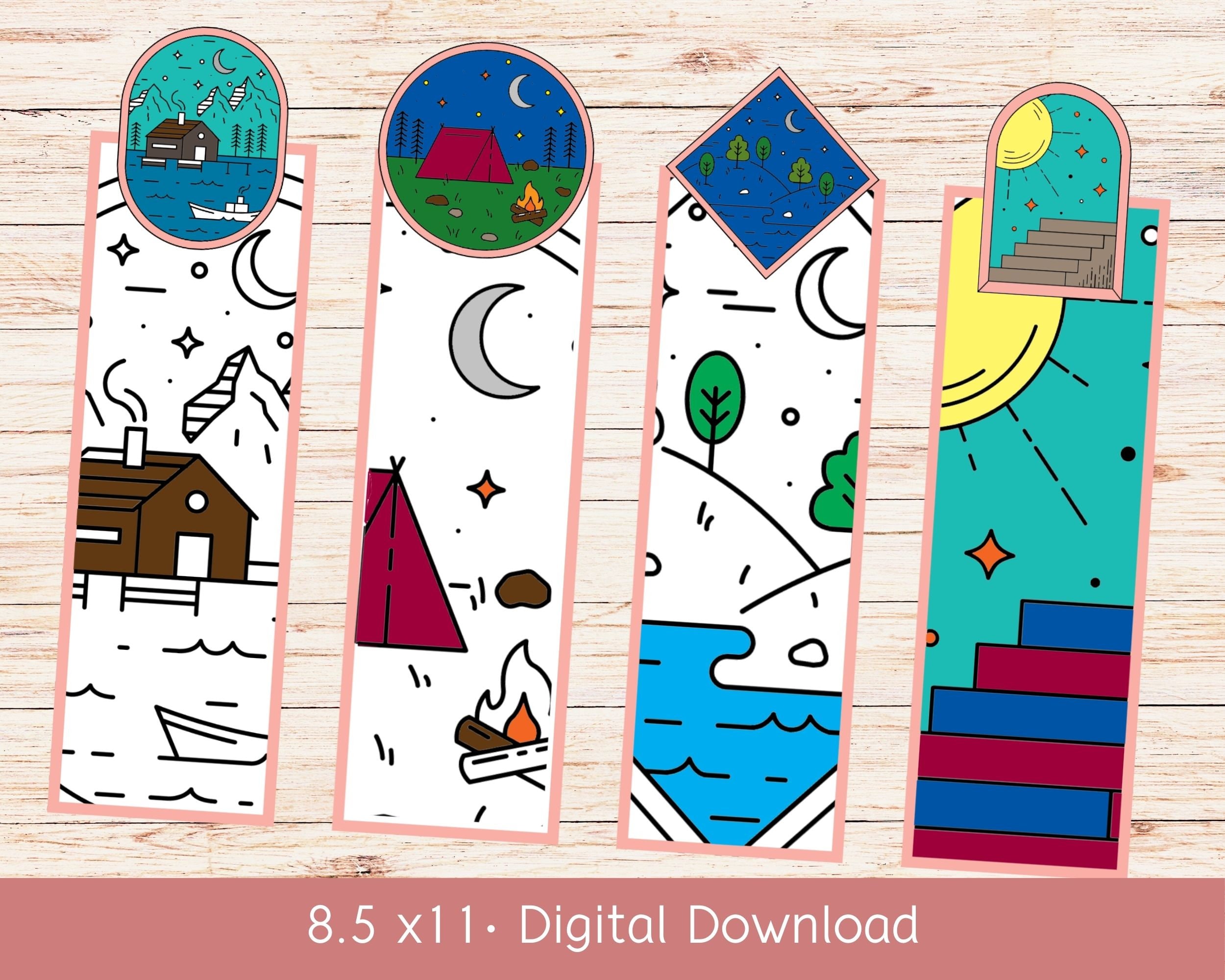 Printable Colouring Bookmarks Minimalist Bookmarks Boho - Etsy