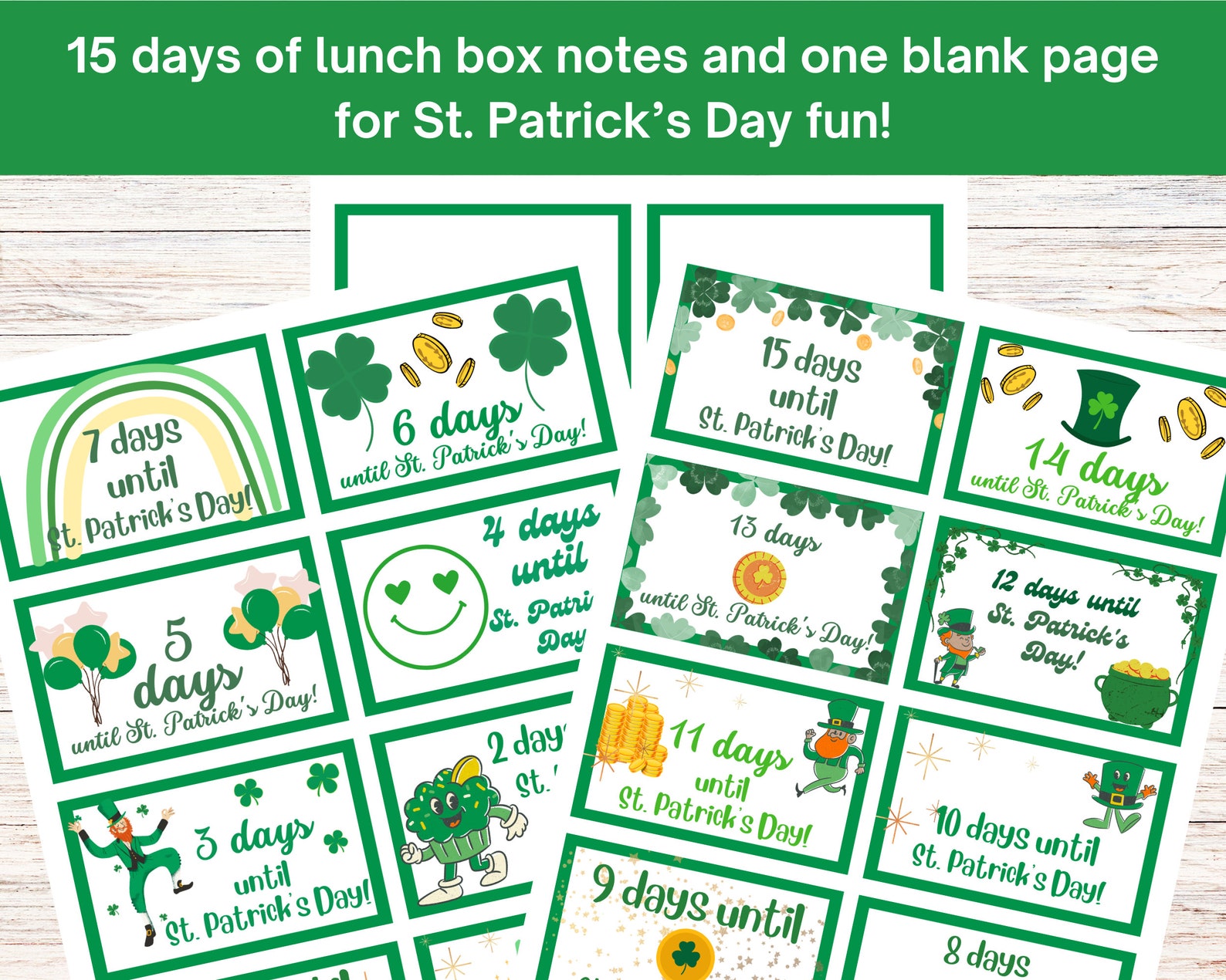 St. Patrick's Day Countdown Lunch Box Notes Printable St. Patty's Day ...