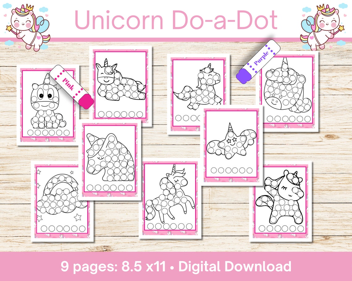 Printable Dot Marker Unicorn Pages Do a Dot Unicorn Coloring Pages - Etsy